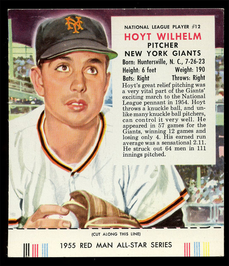 1955 Red Man BB Tobacco #12 Hoyt Wilhelm With Tab – NationalCardInvestors